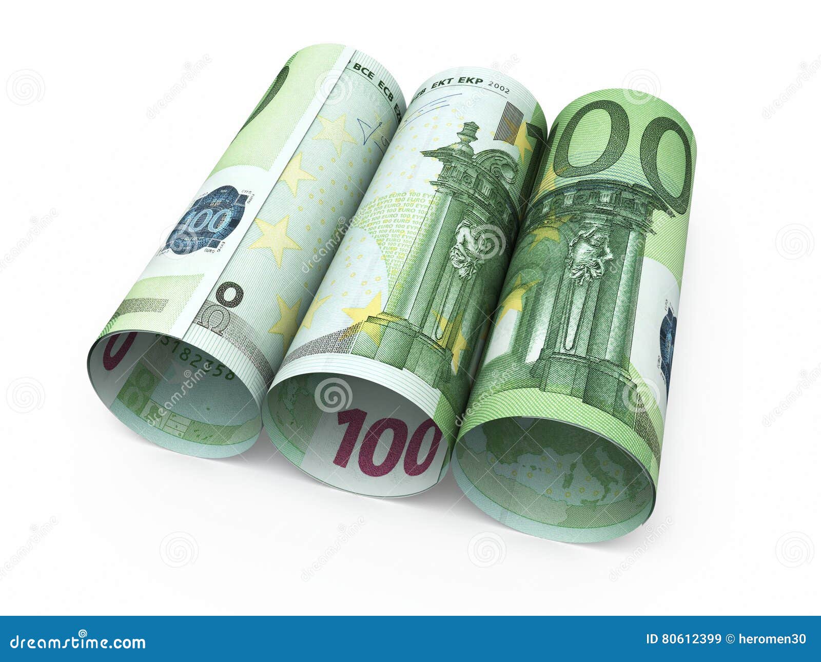 100 Euro roll banknotes stock illustration. Illustration of macro ...