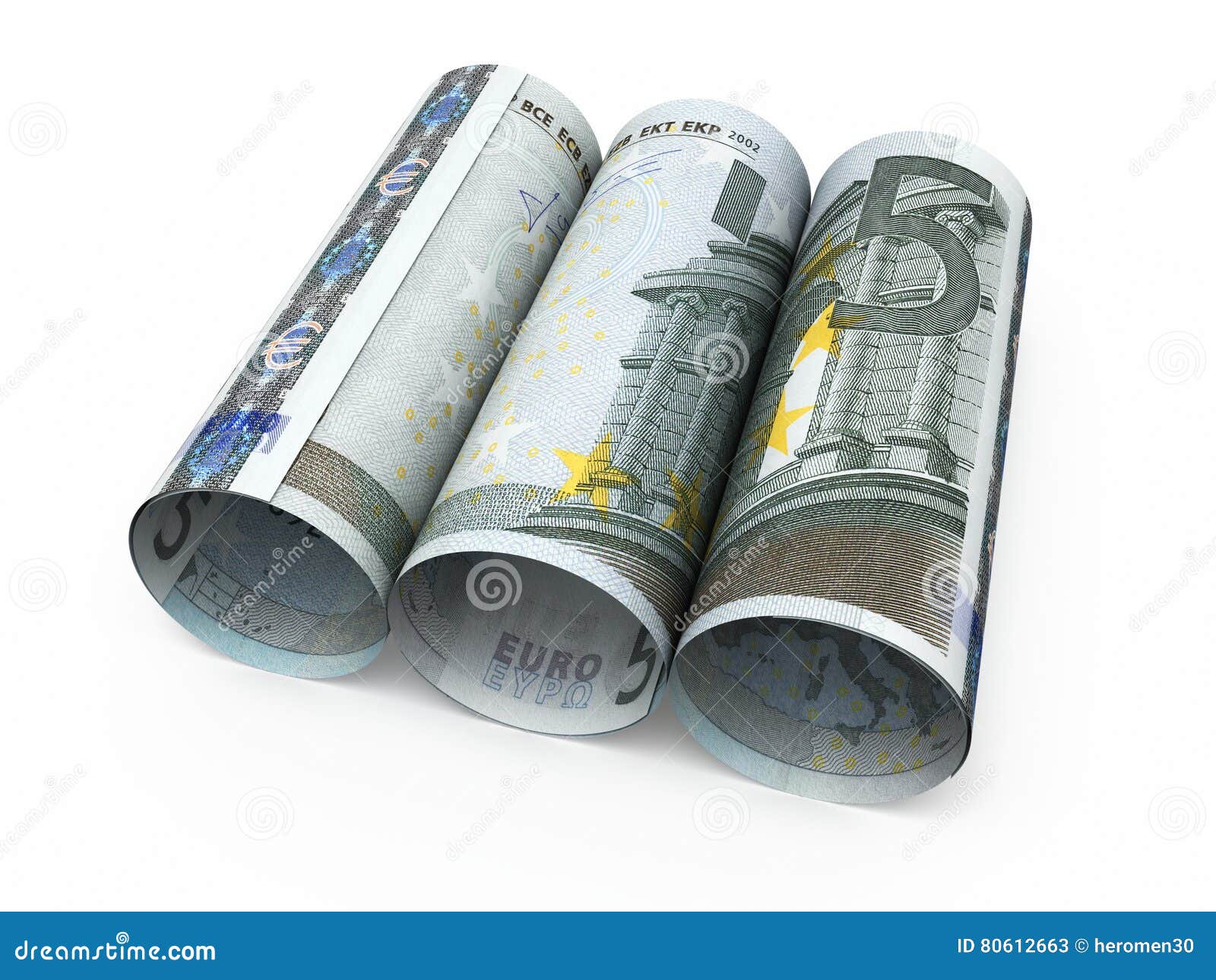 5 Euro rolling banknotes stock illustration. Illustration of european ...