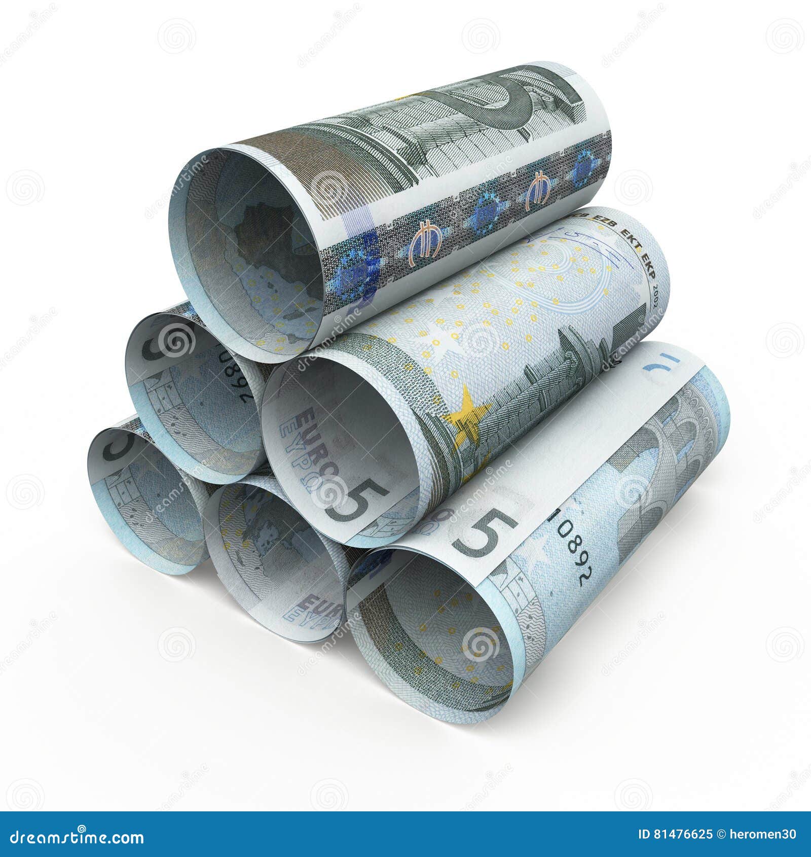 5 Euro rolling banknotes stock illustration. Illustration of business ...