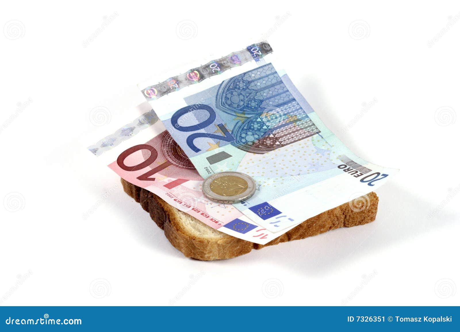 Euro sandwich stock image. Image of money, bread, inflation - 7326351