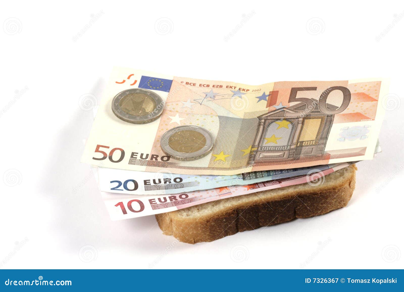 Euro sandwich stock image. Image of slice, sandwich, coin - 7326367