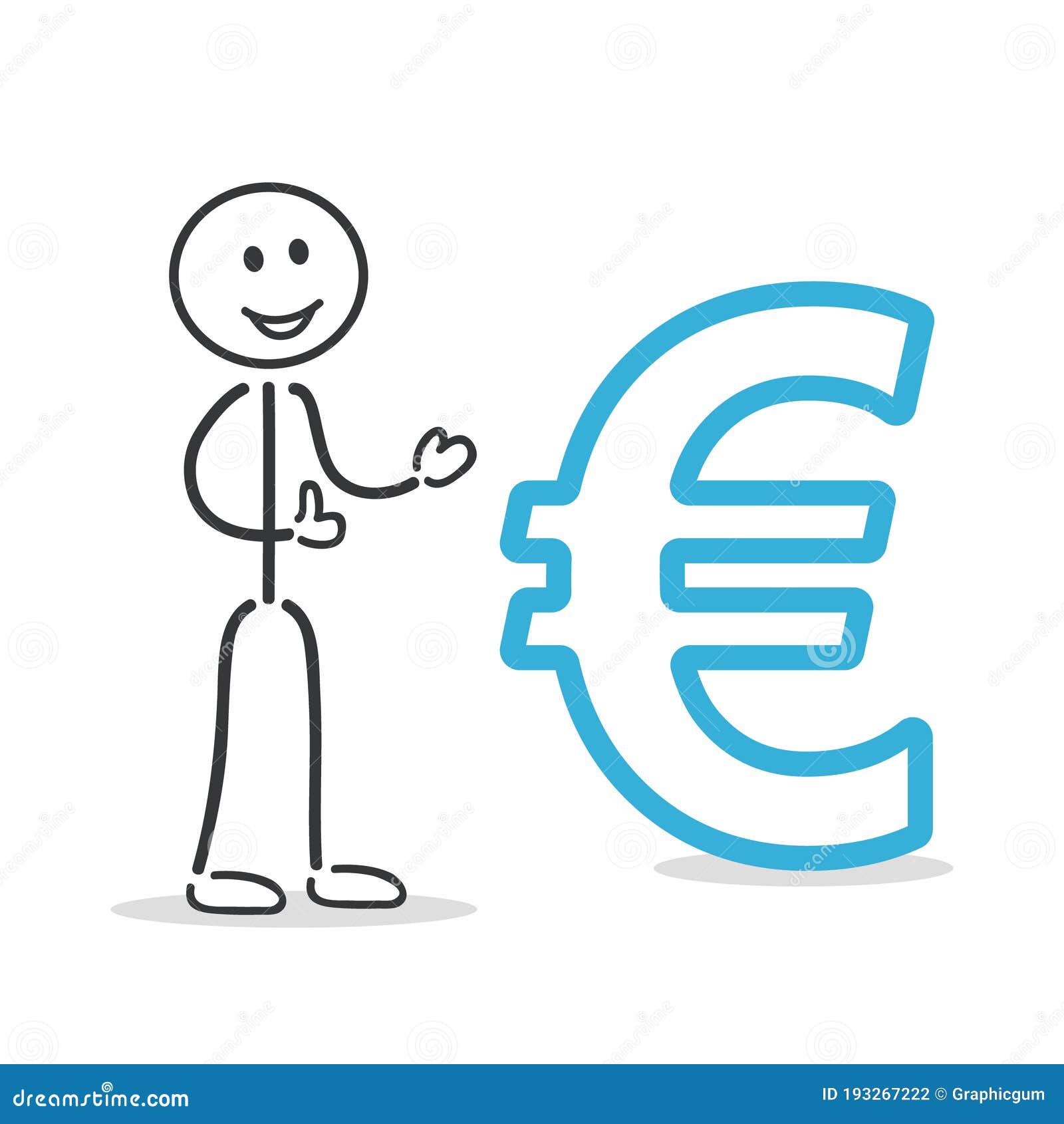 Euro Sign Stick Man Cartoon Figure Stock Vector - Illustration of ...