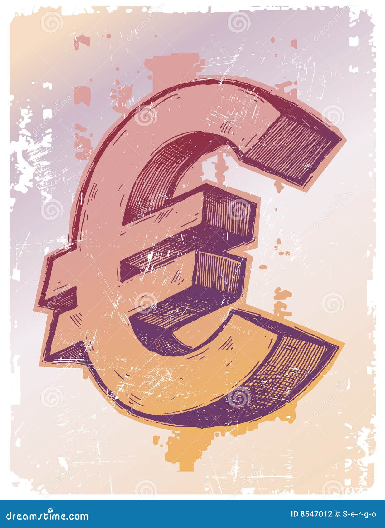 Euro Sign Made Of Natural Snake Skin Texture Purpur Color. Isolated On ...