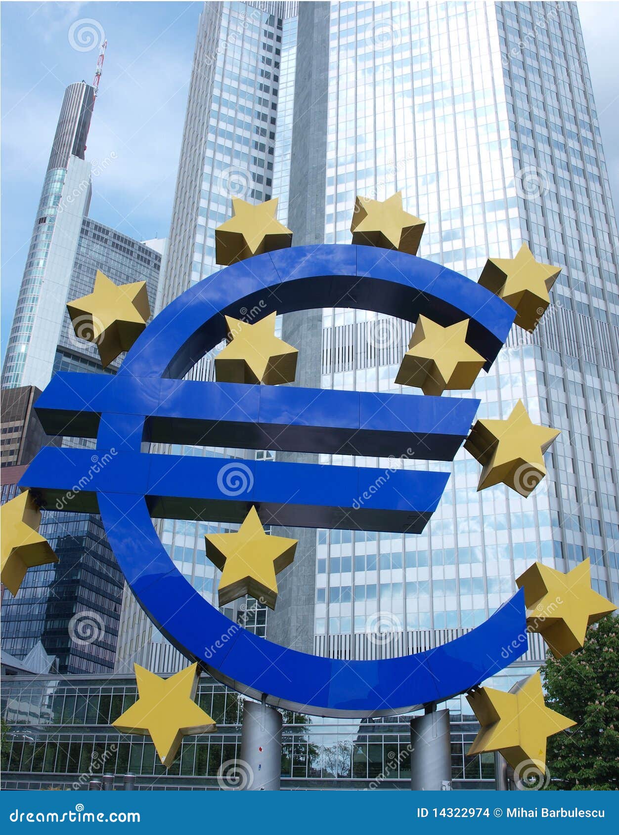 Euro sign by bank building stock photo. Image of architecture - 14322974