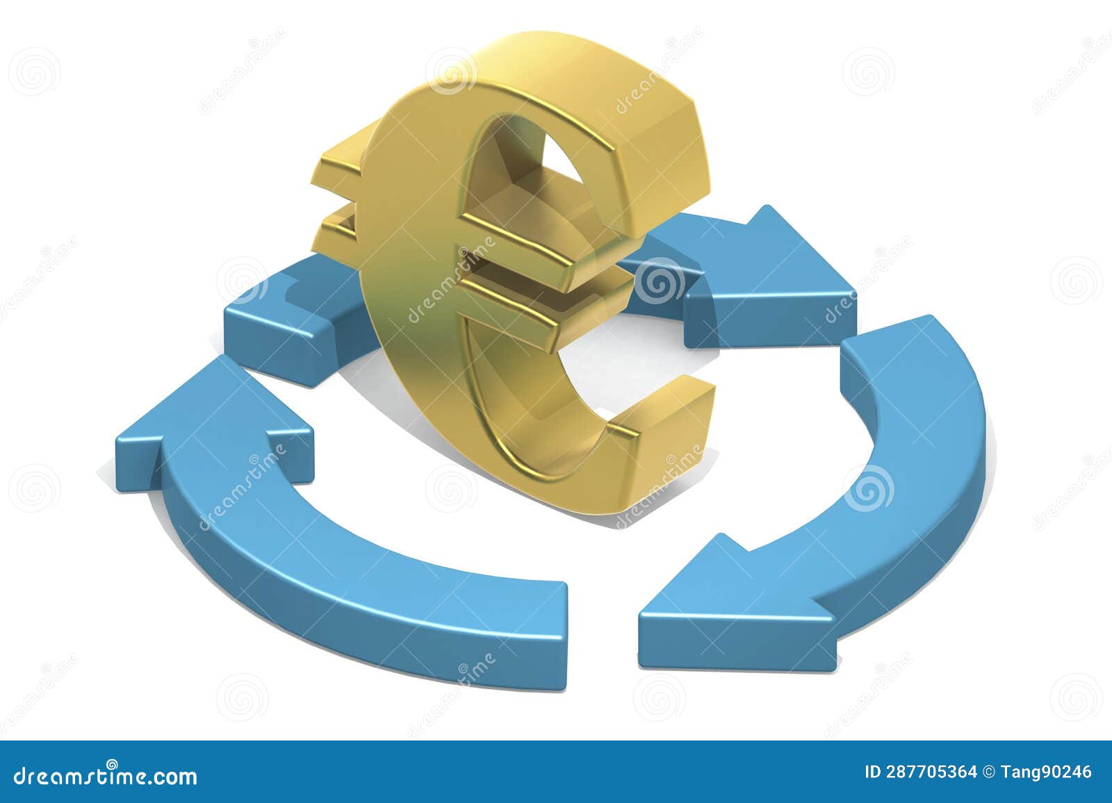 Euro Sign with Blue Circle Arrows Stock Illustration - Illustration of ...