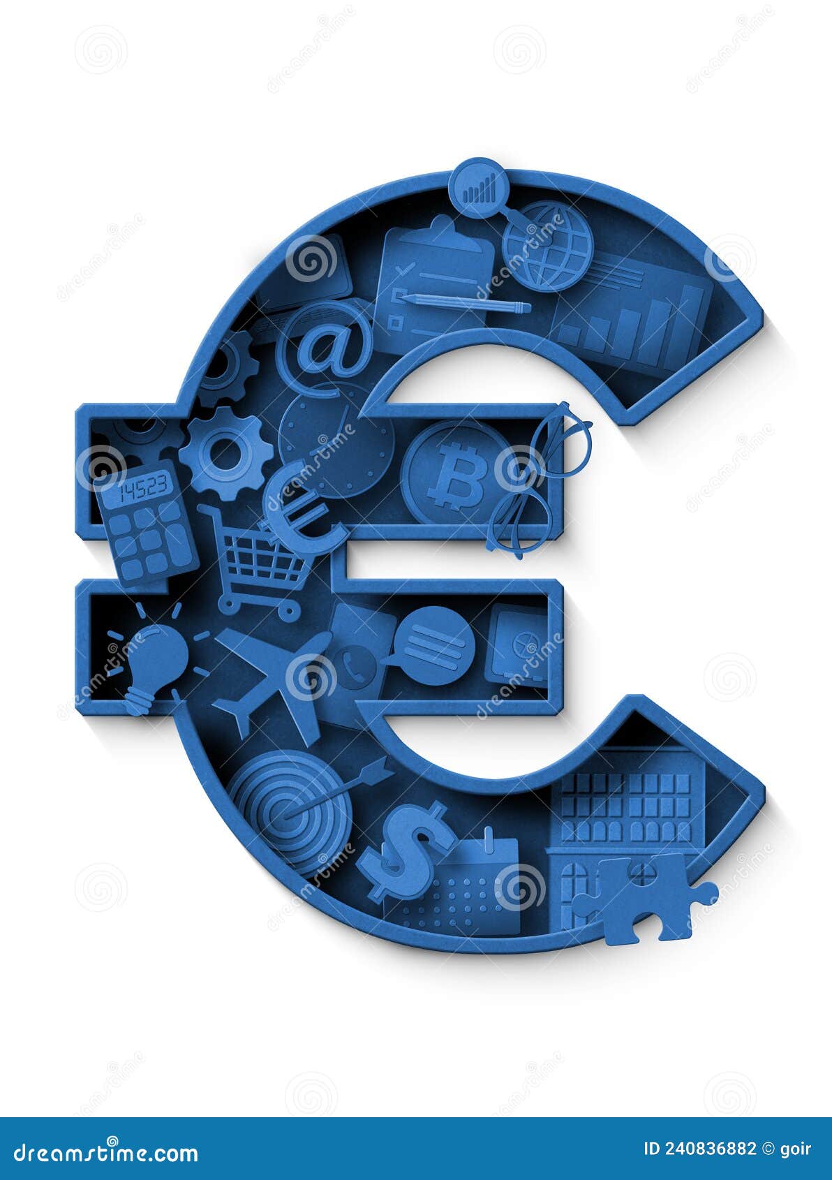 Euro Sign with Elements Composition Stock Illustration - Illustration ...