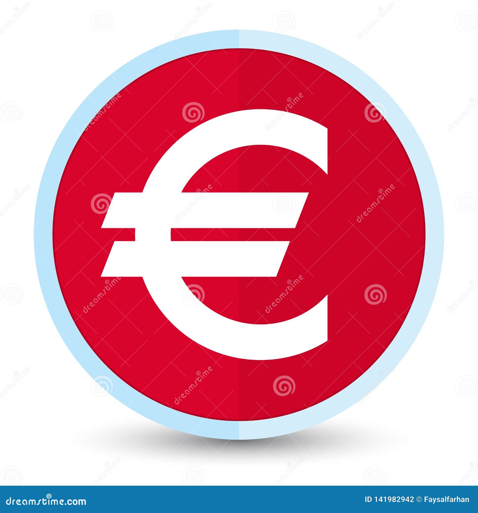Euro Sign Icon Flat Prime Red Round Button Stock Vector - Illustration ...