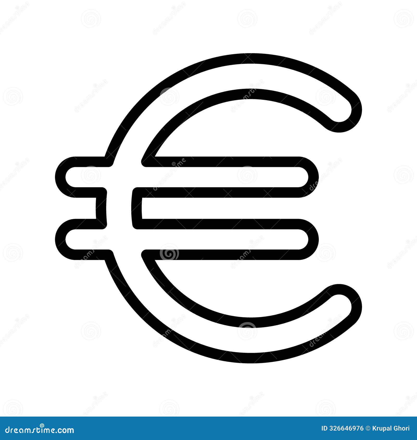 Euro Sign Linear Logo Mark in Black and White Stock Vector ...