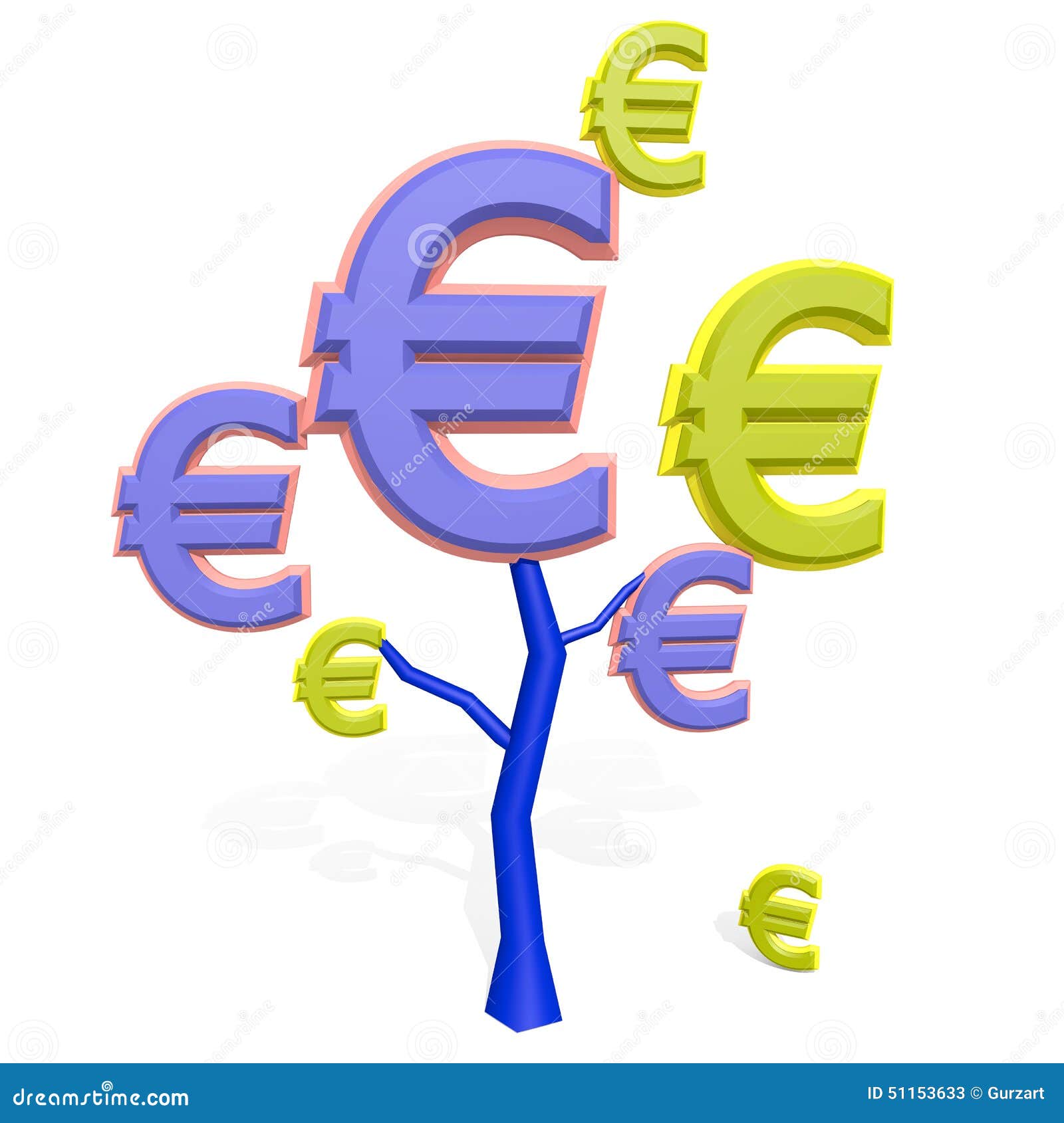 Euro sign on a tree stock illustration. Illustration of earning - 51153633