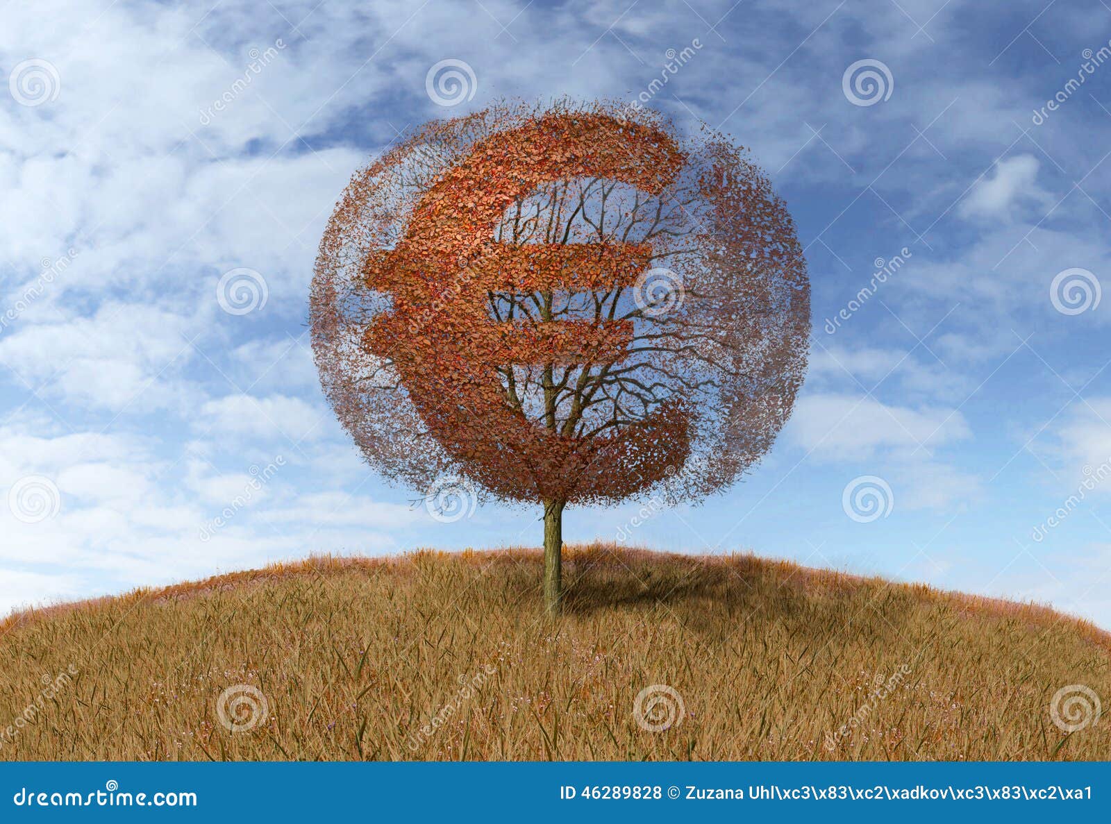 Euro sign on a tree stock illustration. Illustration of earth - 46289828