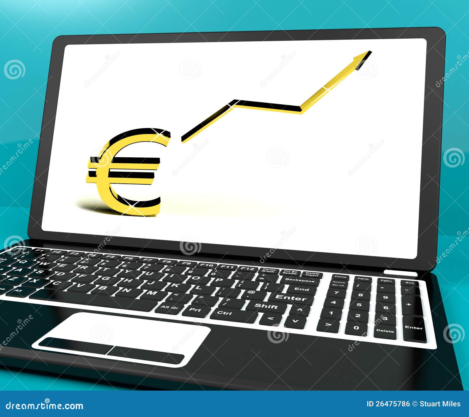 Euro Sign and Up Arrow on Computer Stock Illustration - Illustration of ...