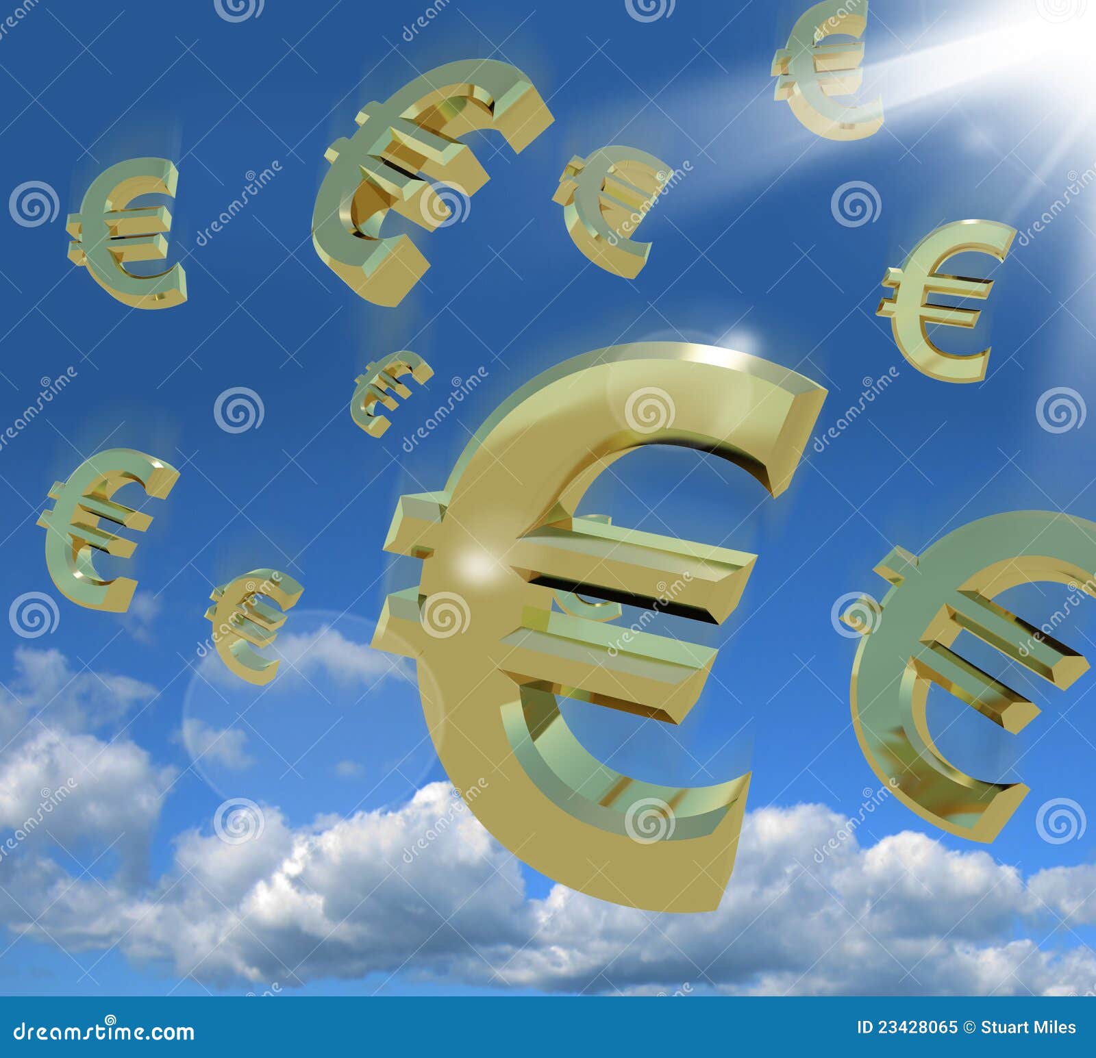 Euro Signs Falling from the Sky Stock Illustration - Illustration of ...