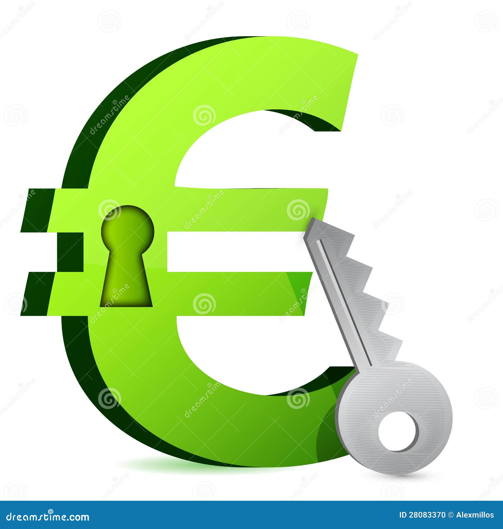 Euro slot en sleutel stock illustratie. Illustration of sleutel - 28083370