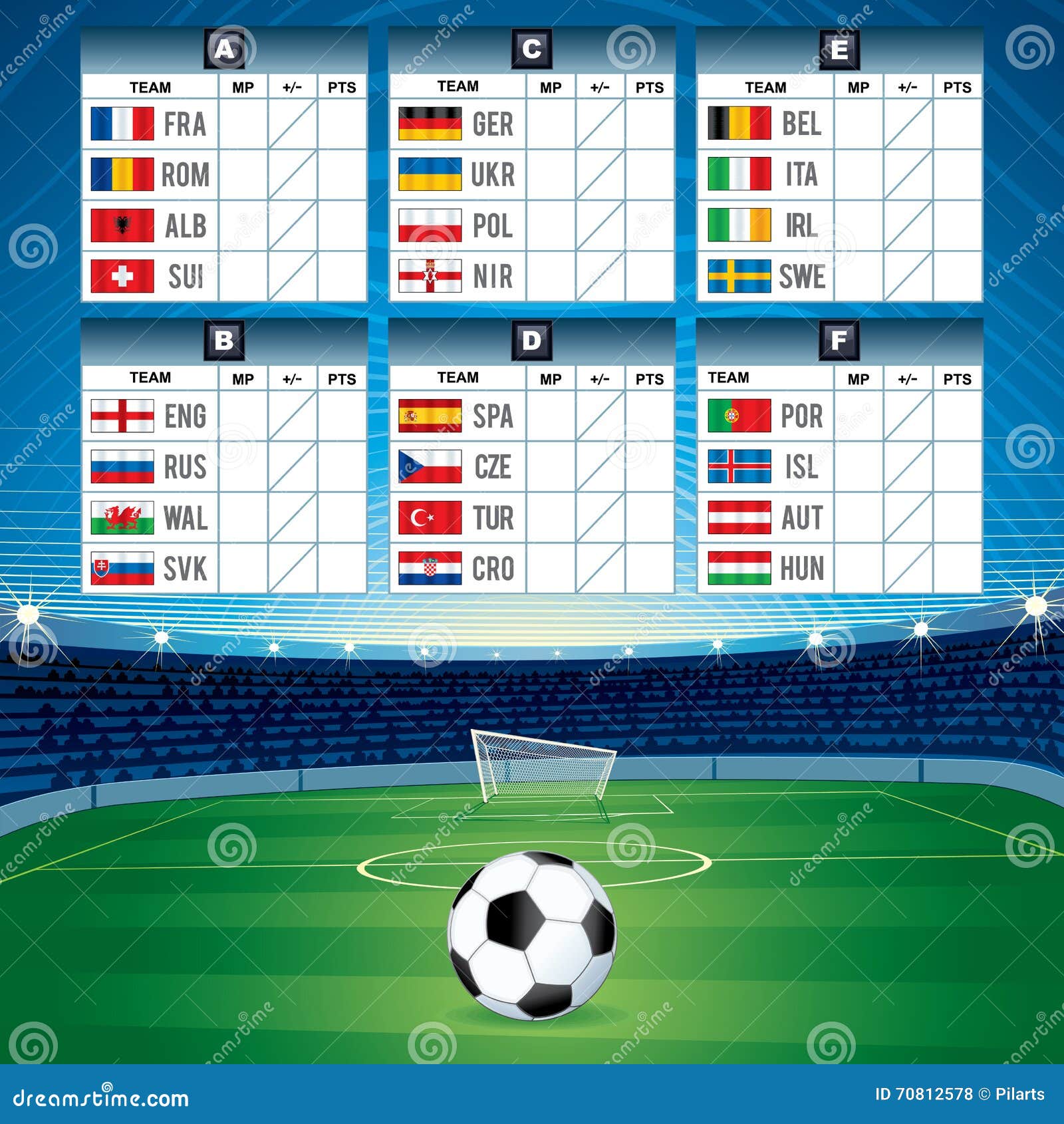 Euro Soccer Table with Flags. Vector Design Stock Vector - Illustration ...