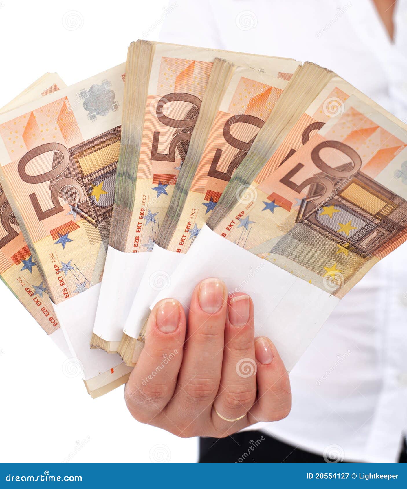 Euro stacks in woman hand stock image. Image of opportunity - 20554127