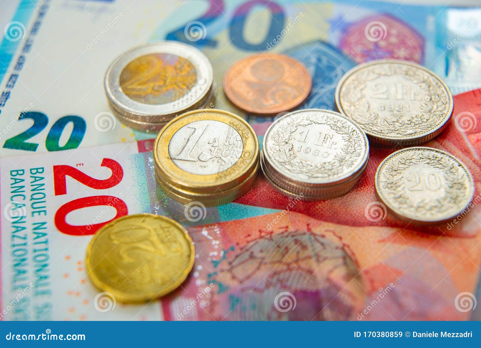 Euro and Swiss Francs Banknotes and Coins Stock Image - Image of ...