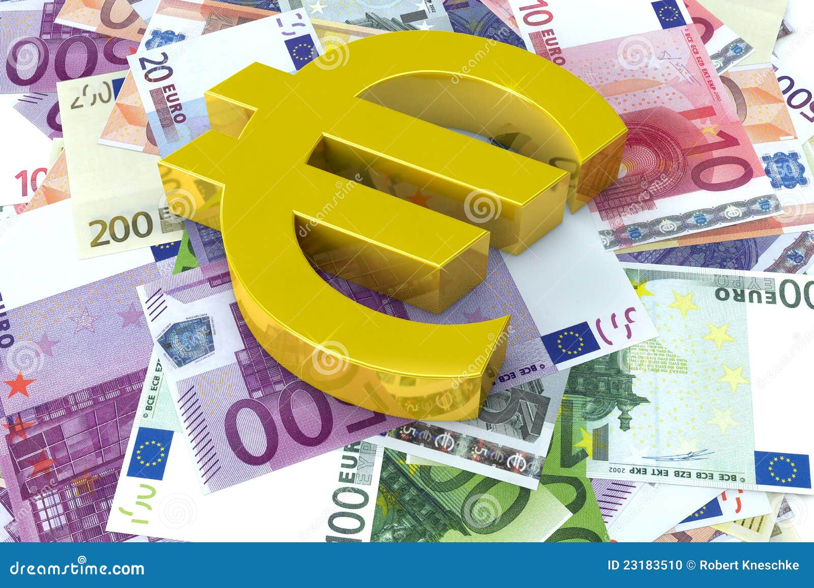 Euro Symbol on Bills of Same Stock Illustration - Illustration of ...