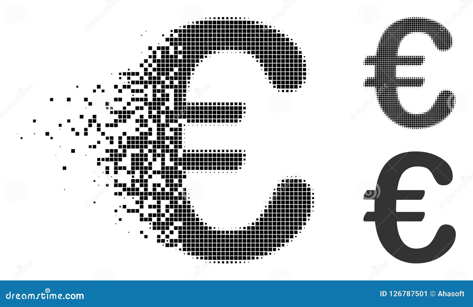 Destructed Pixelated Halftone Euro Symbol Icon Stock Vector ...
