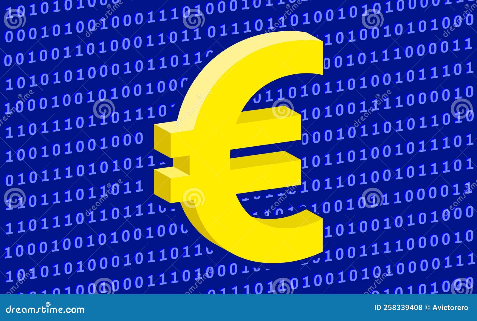 Euro Symbol Isolated on Zero and One Binary Code Stock Vector ...