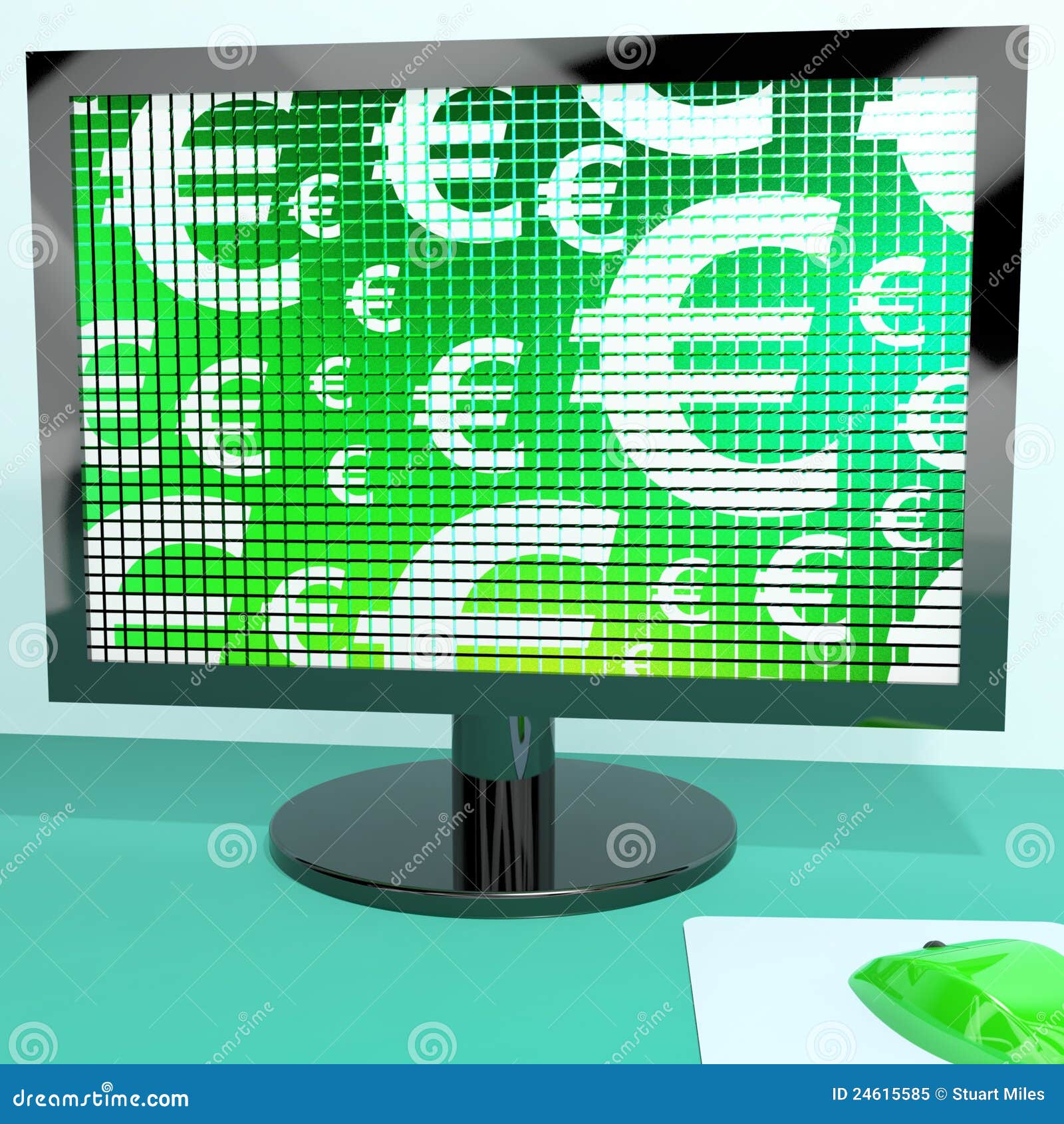 Euro Symbols on Computer Screen Stock Illustration - Illustration of ...