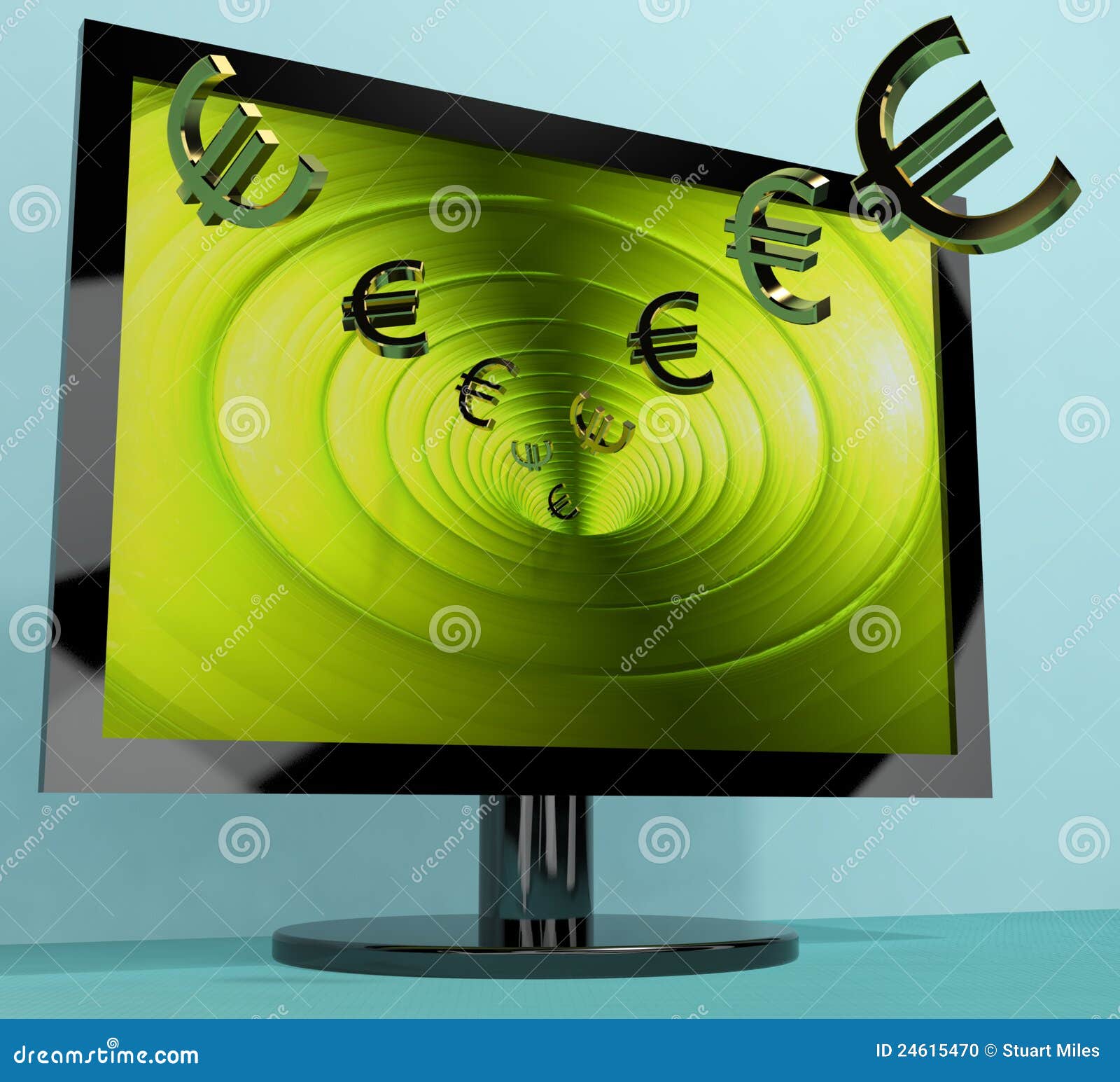 Euro Symbols from Computer Screen Showing Money Stock Illustration ...