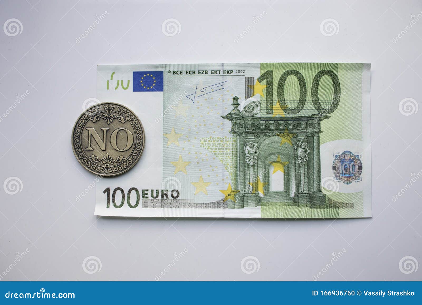 Euro on the Table with a Coin `No` Stock Photo - Image of coin, purse ...