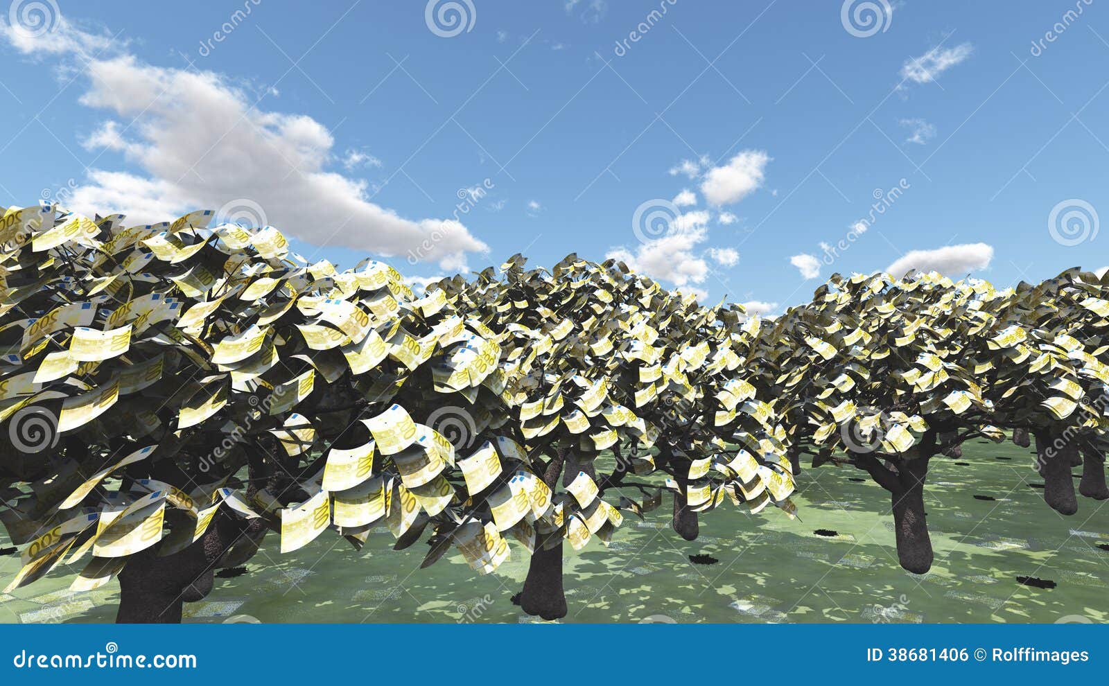 Euro Trees stock illustration. Illustration of cash, investment - 38681406