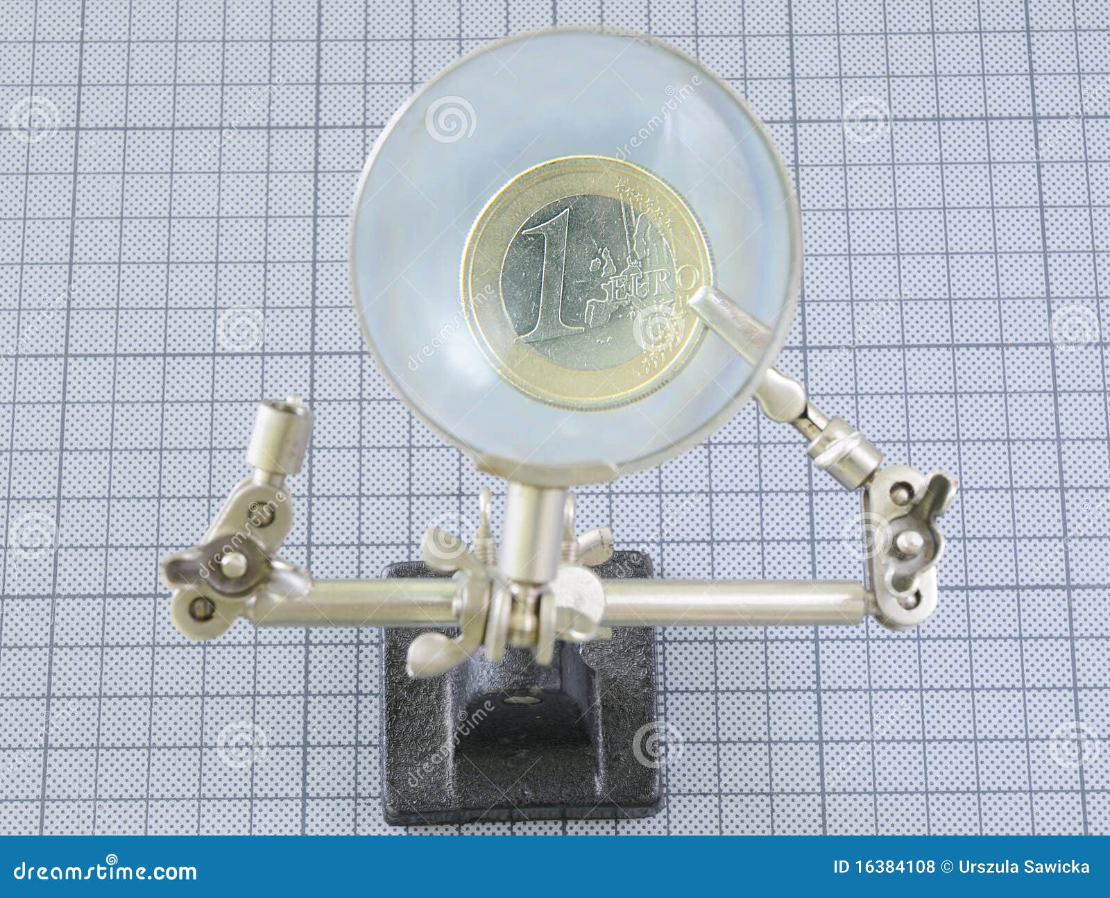 Euro under magnifier stock photo. Image of clamp, vise - 16384108