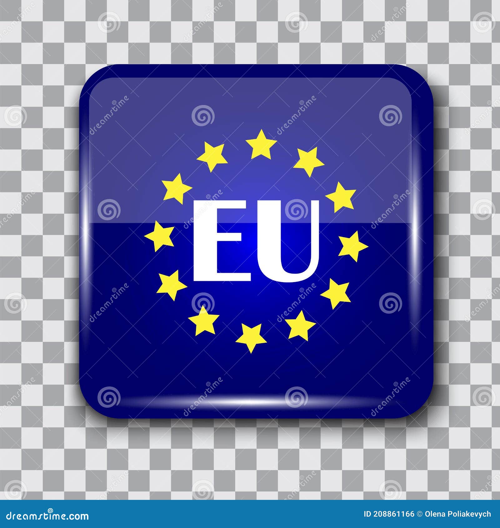 Euro Union Square Blue Button. the EU Symbol is Blue. Checkers ...