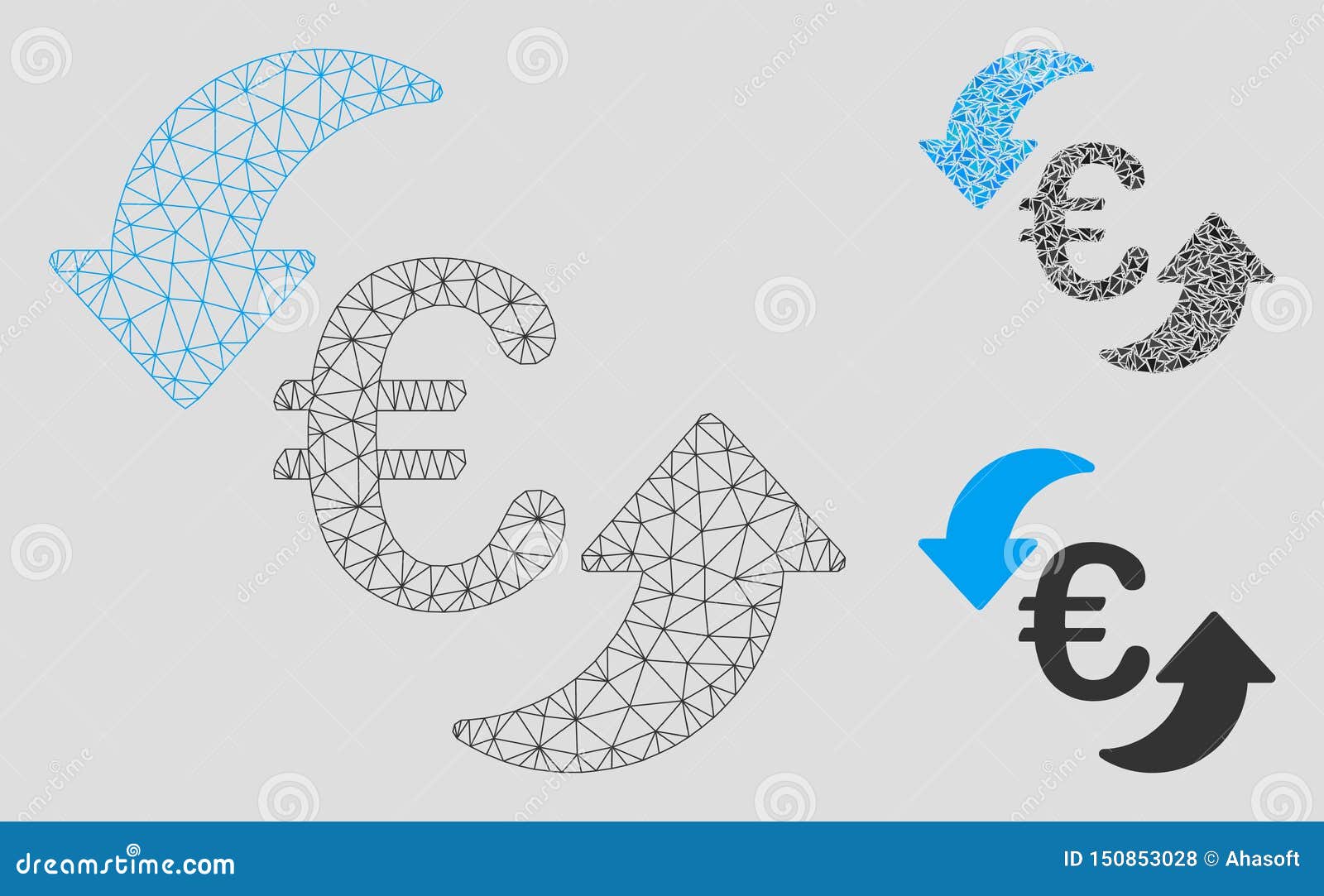 Euro Update Arrows Vector Mesh 2D Model and Triangle Mosaic Icon Stock ...