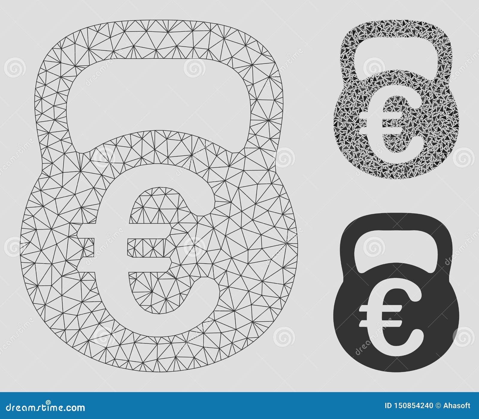 Euro Weight Vector Mesh Network Model and Triangle Mosaic Icon Stock ...