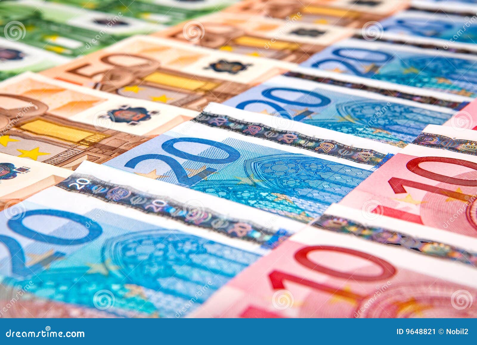 Eurobanknotes in Perspective Stock Image - Image of banknote, cash: 9648821