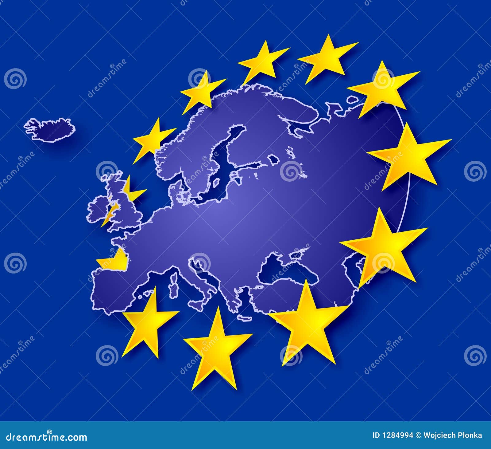 Europa com estrelas ilustração stock. Ilustração de terra - 1284994