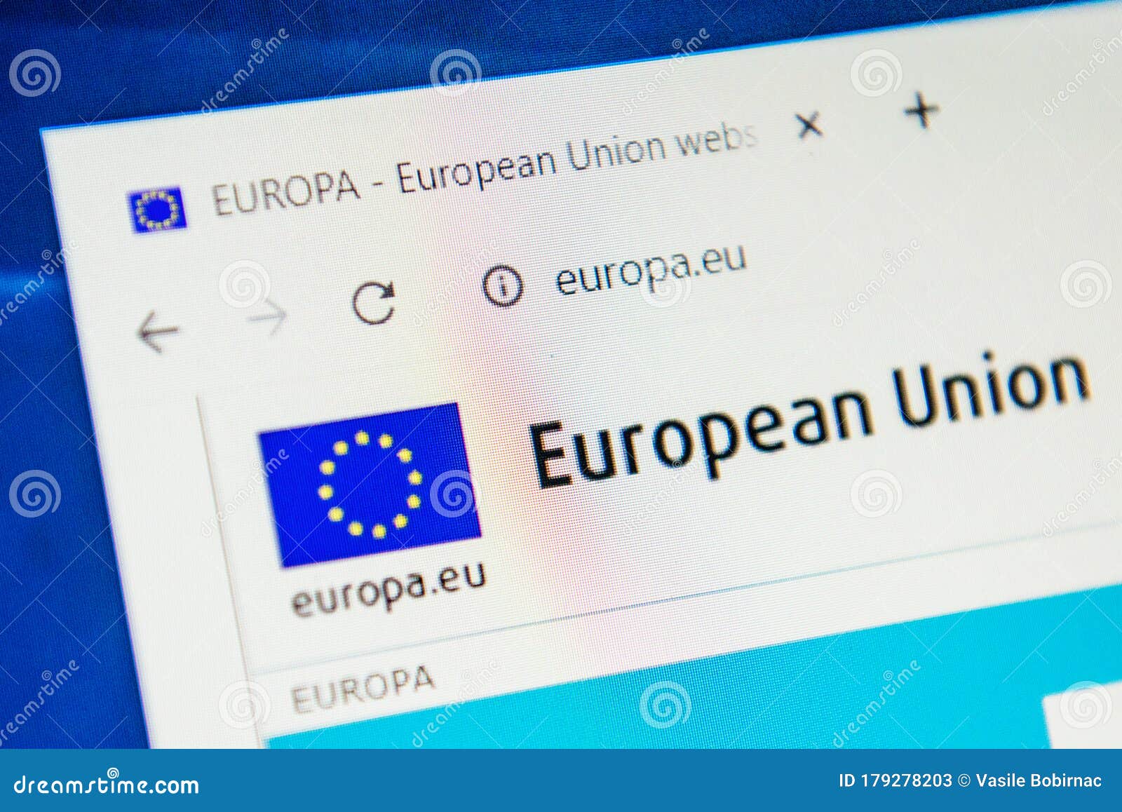 Europa.eu Web Site. Selective Focus. Editorial Stock Photo - Image of ...