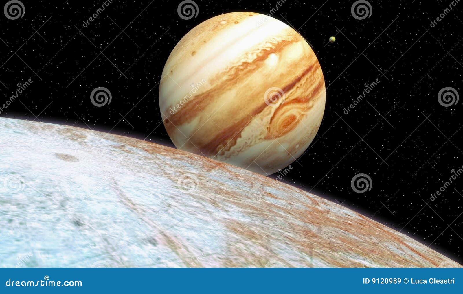 Europa io-Mond Jupiter stock abbildung. Illustration von schwarzes ...
