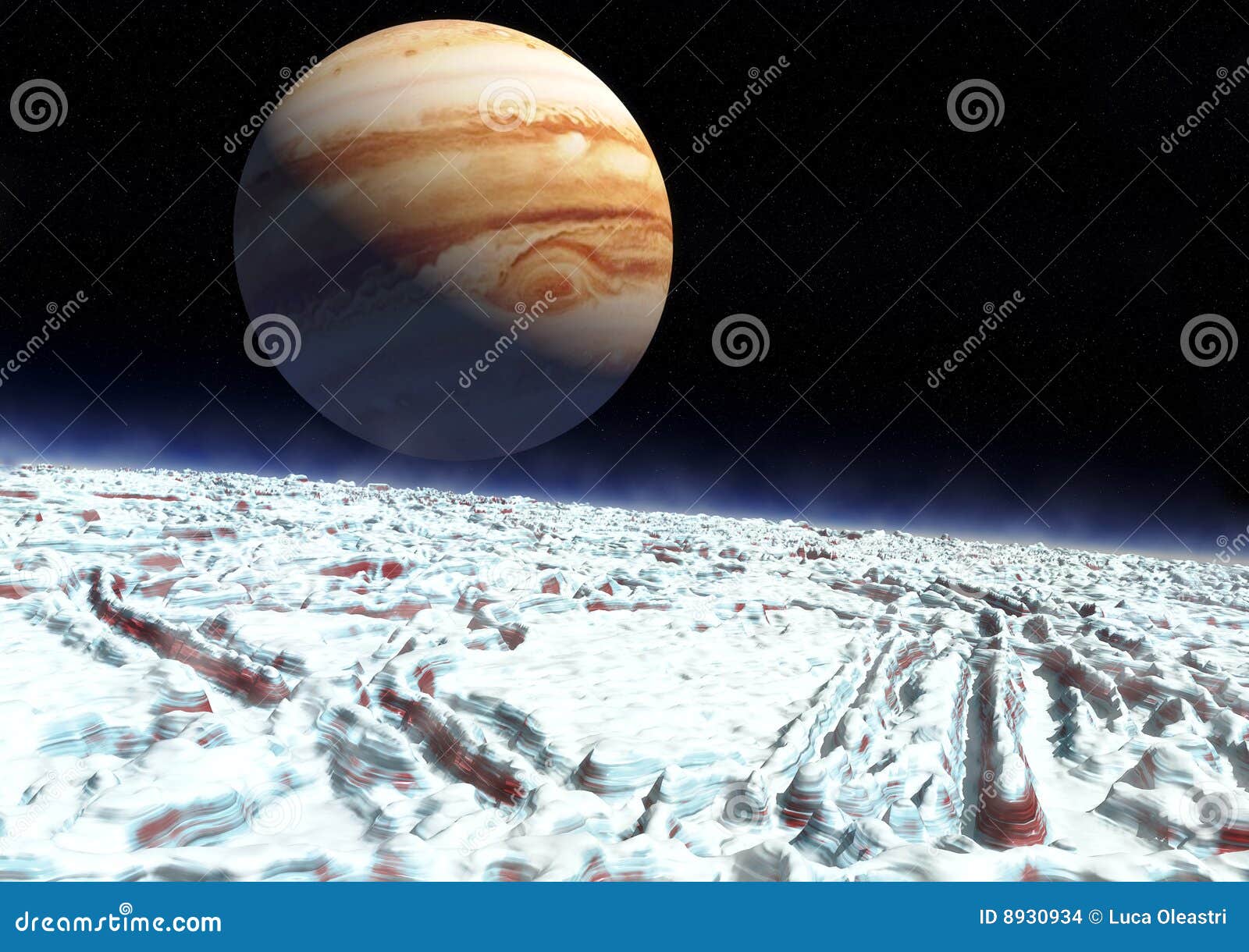 Europa, Moon Of The Planet Jupiter Lit By The Sun Royalty-Free Stock ...
