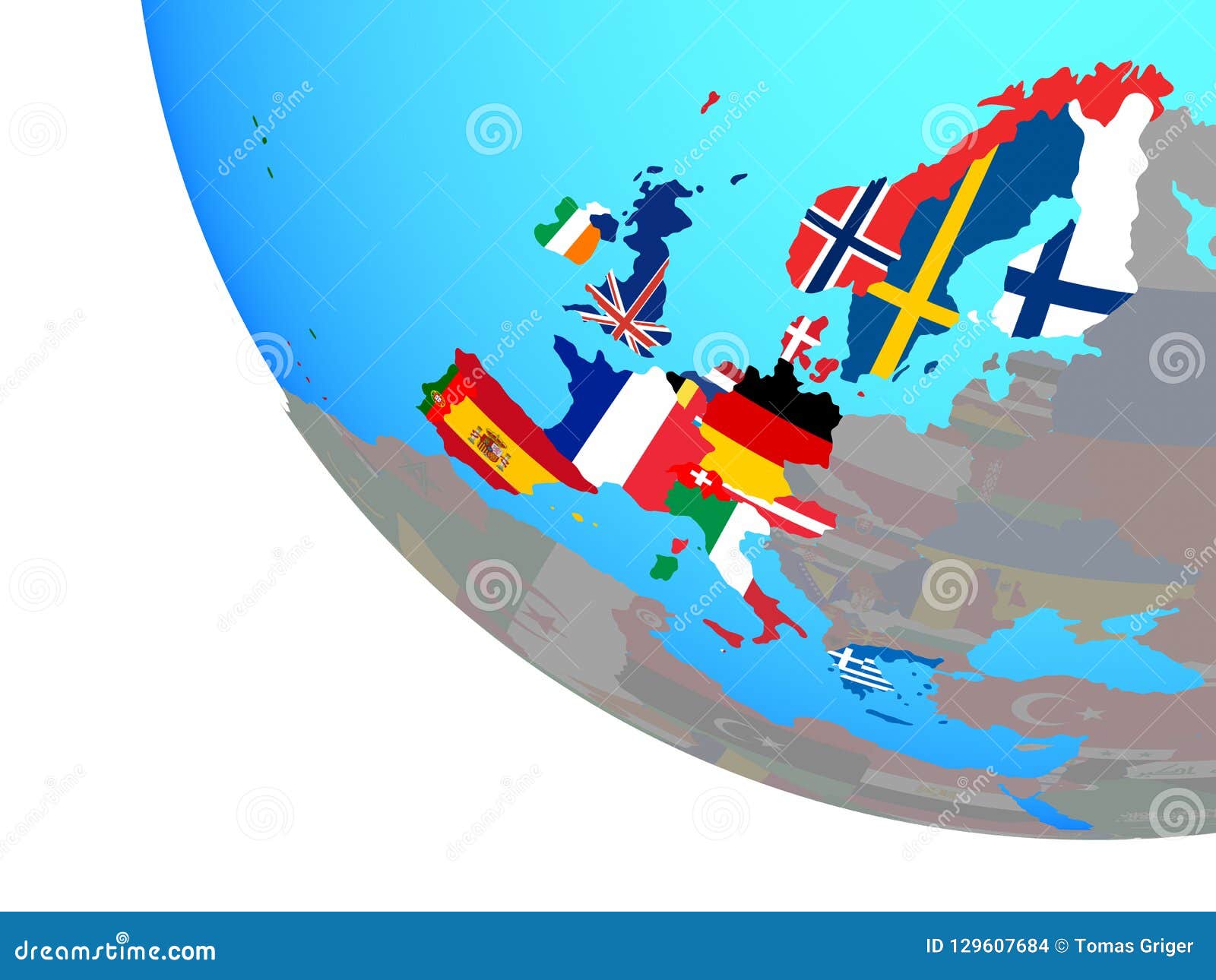 Europa Ocidental Com As Bandeiras No Globo Ilustração Stock ...