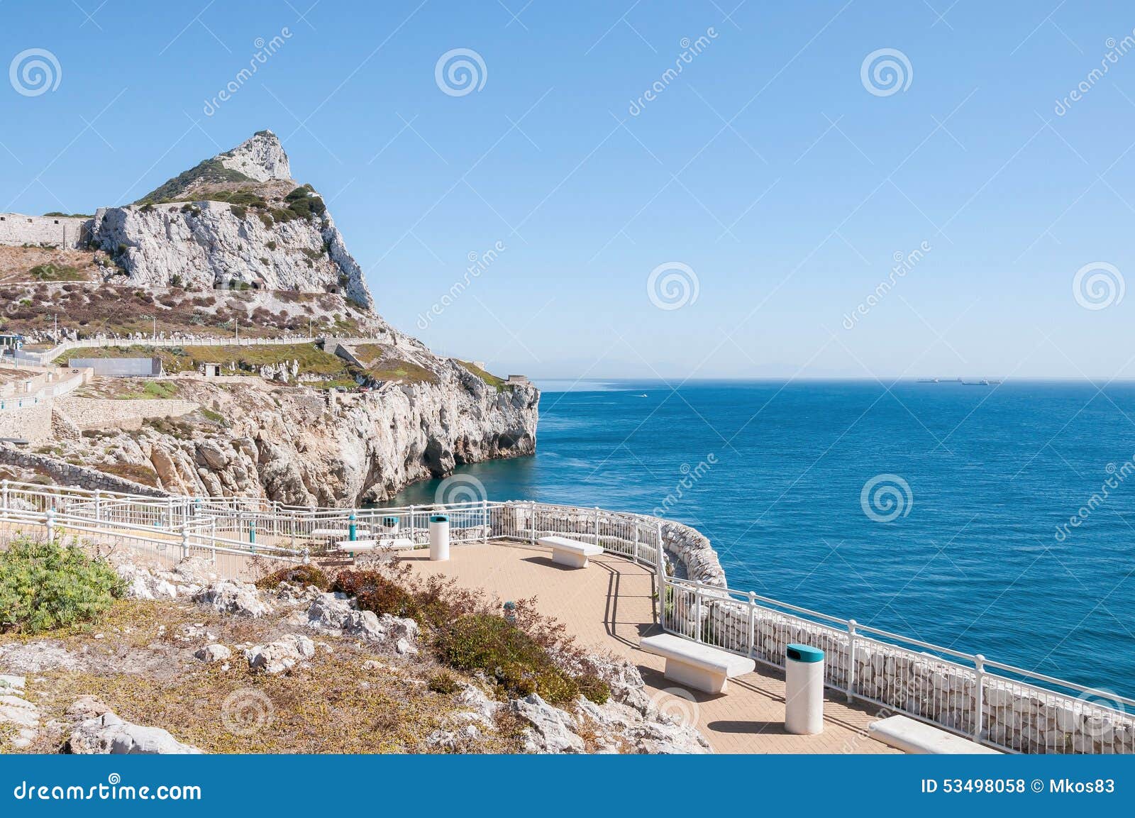 Europa Point on Gibraltar stock photo. Image of bench - 53498058