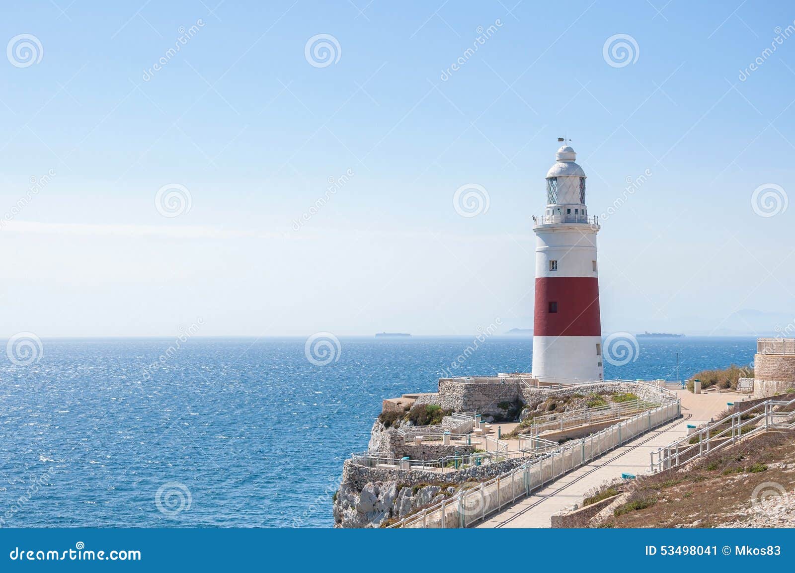 Europa Point Lighthouse on Gibraltar Stock Image - Image of landscape ...