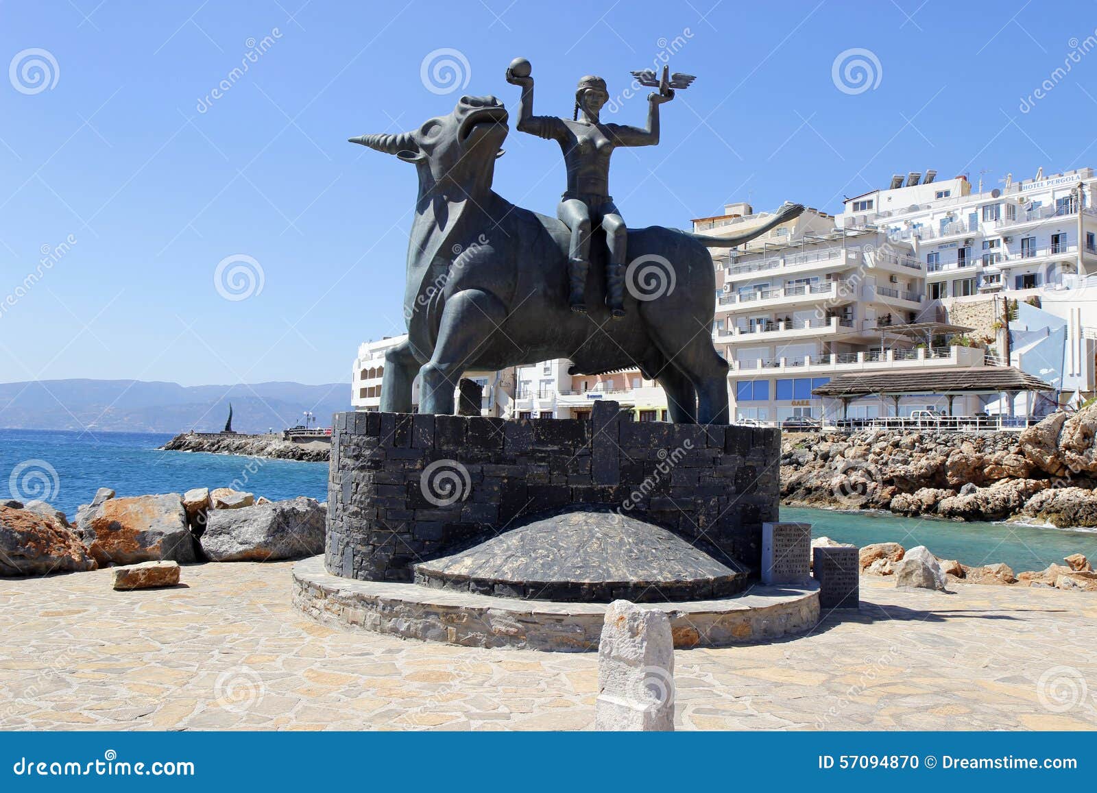 Europa Statue in Agios Nikolaos, Crete, Greece. Stock Photo - Image of ...