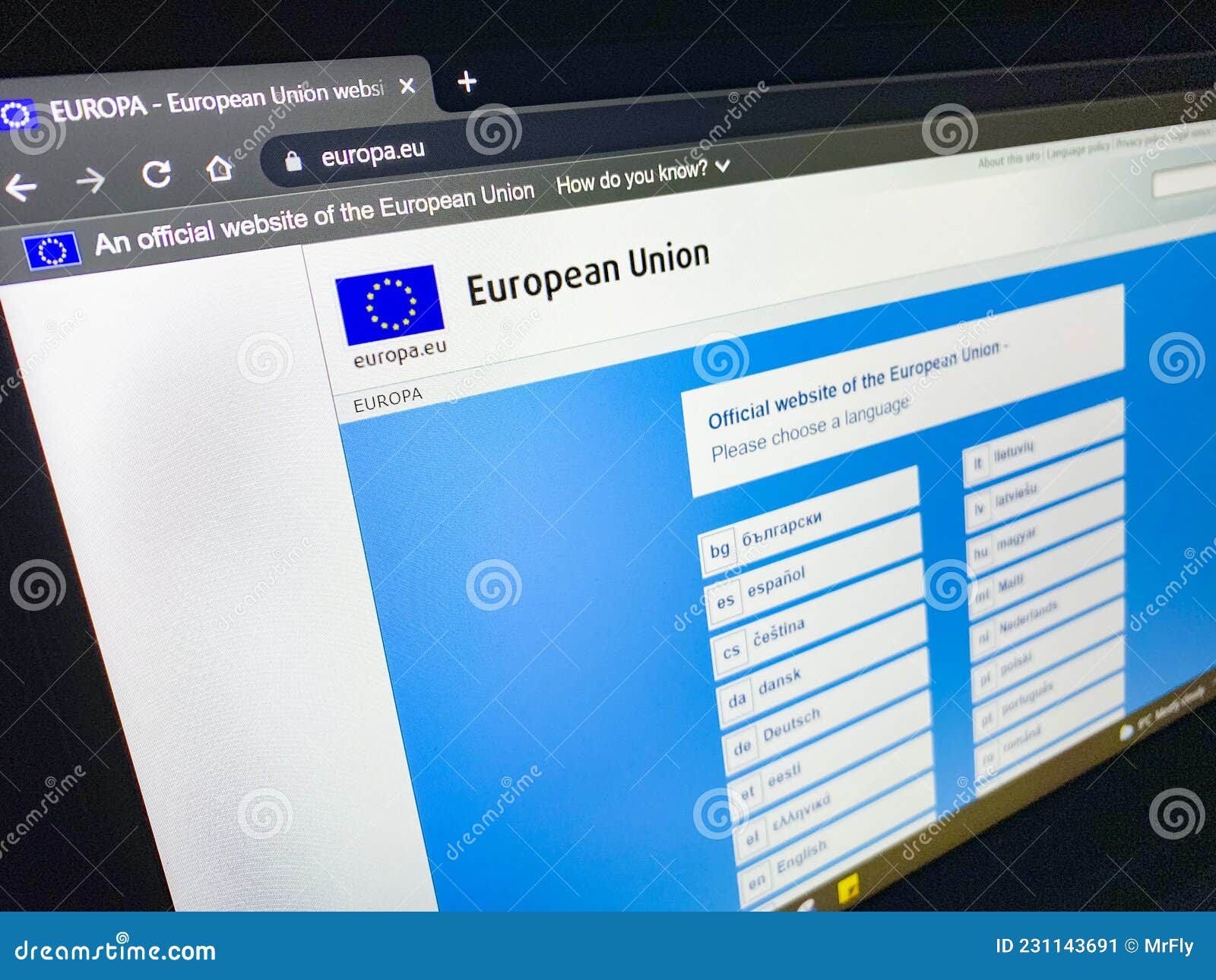 Europa Web Page on Computer Screen Editorial Photo - Image of site ...