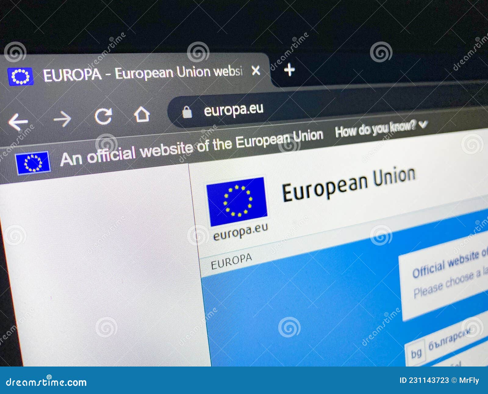 Europa Web Page on Computer Screen Editorial Stock Photo - Image of ...