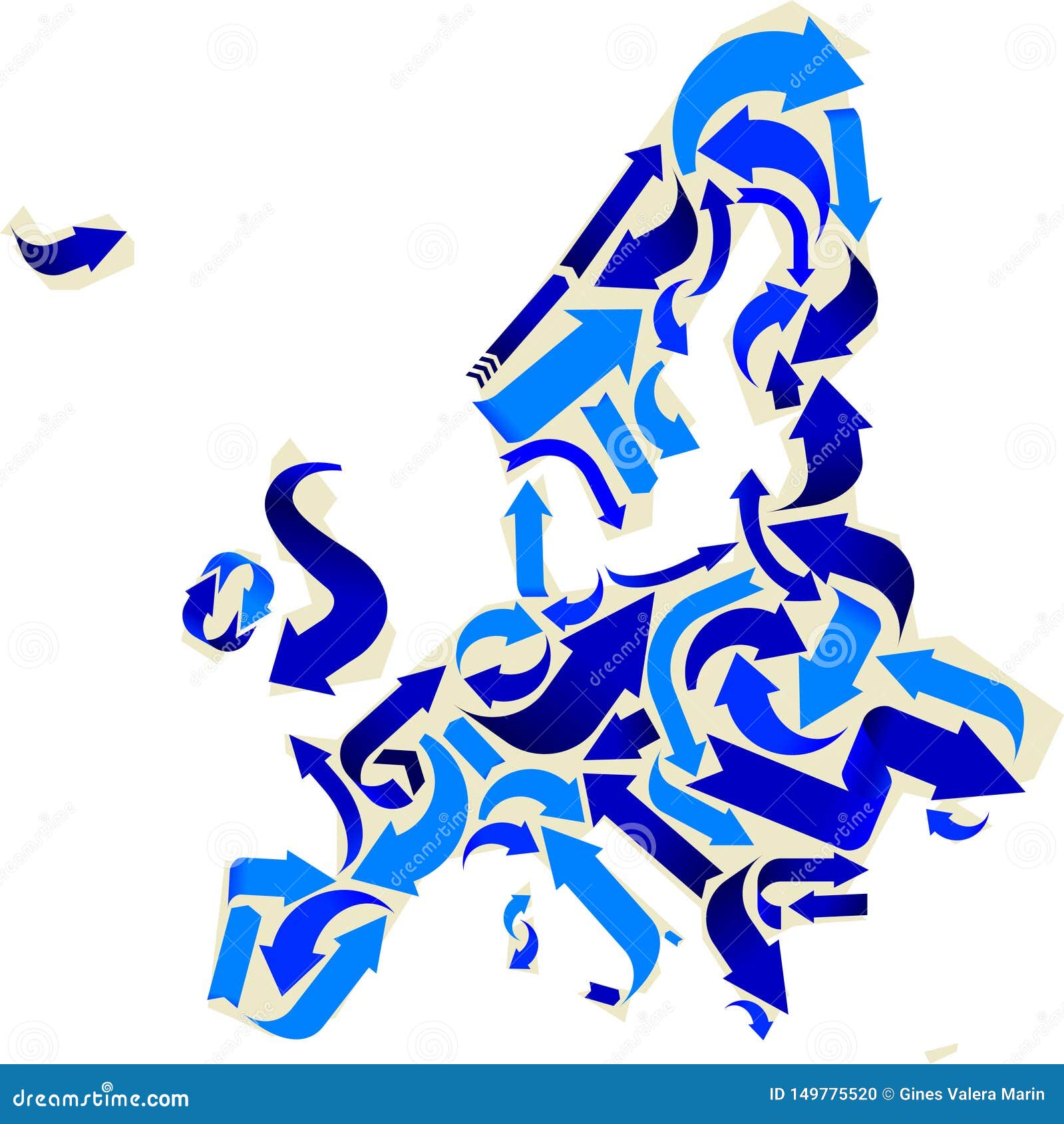 Europe Arrows Map in Blue. Concept of Communications Stock Vector ...