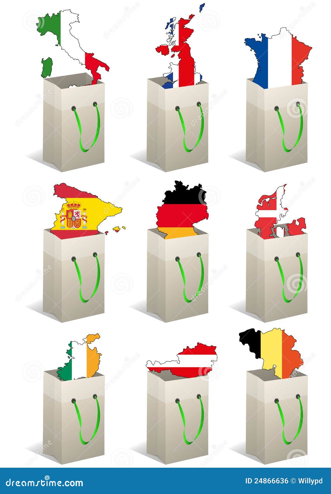 Europe bags stock vector. Illustration of retail, packaging - 24866636