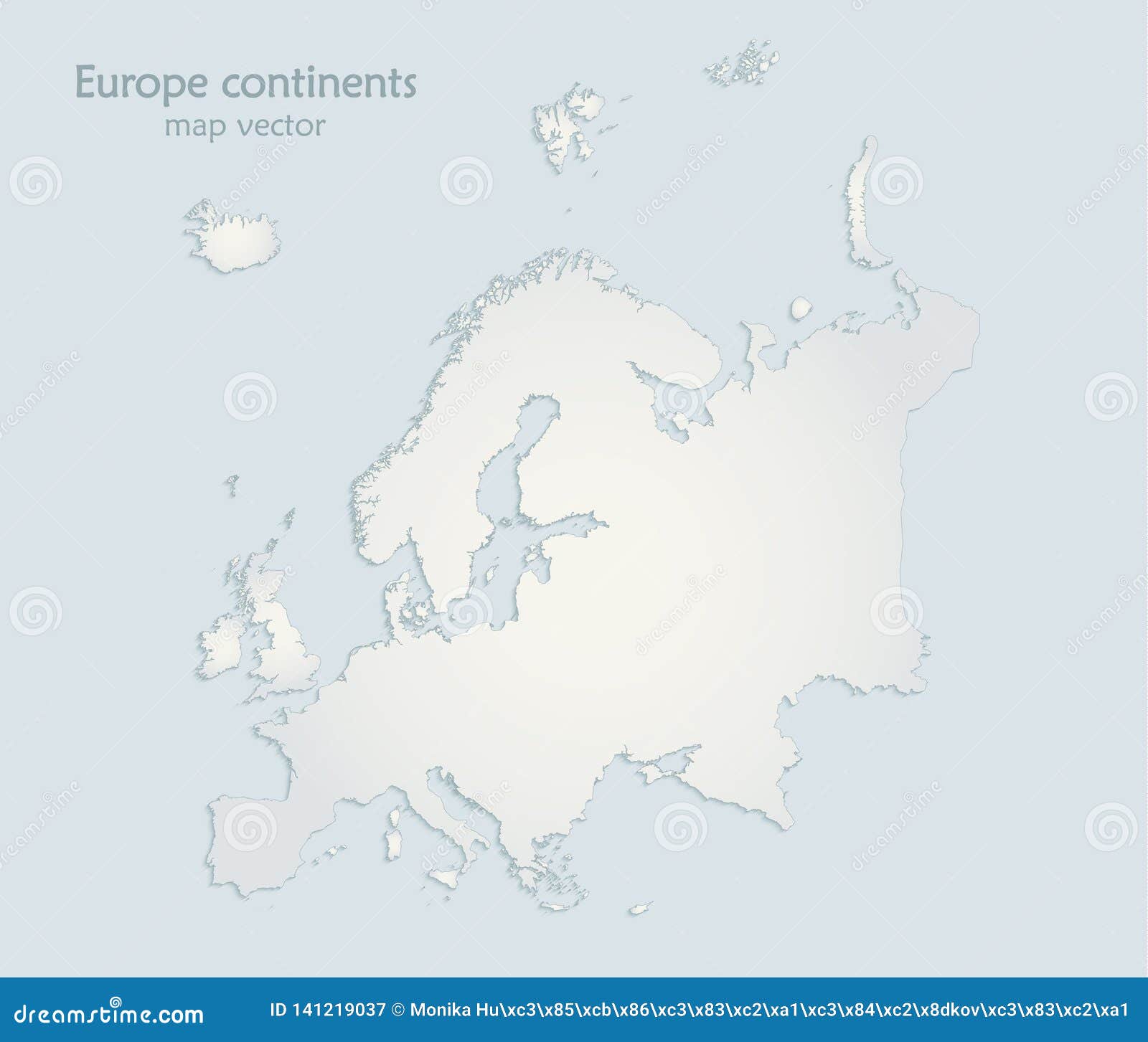 Europe Continents Map Blue White Paper 3D Stock Vector - Illustration ...