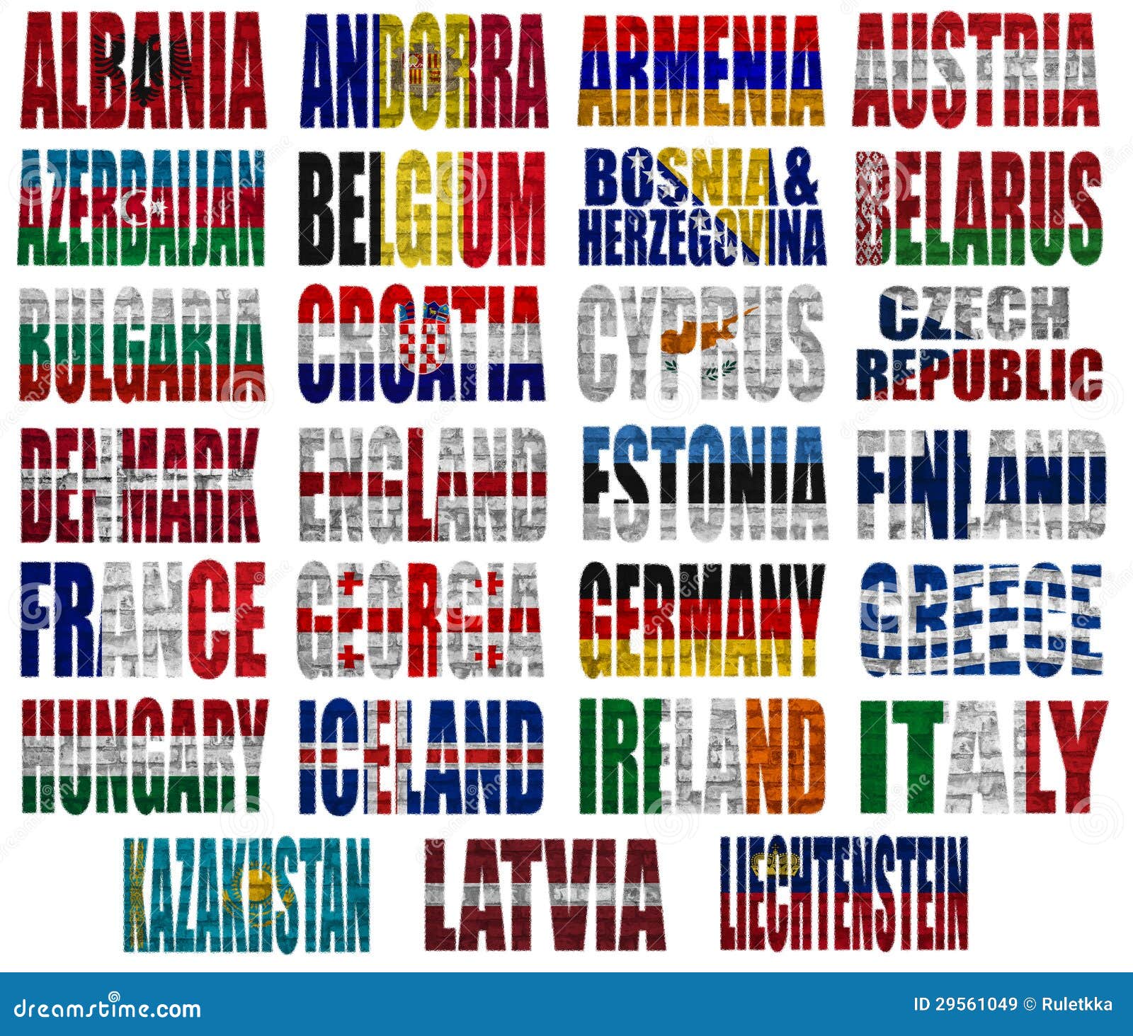 Europe Countries Flag Words Part 1 Stock Illustration - Illustration of ...