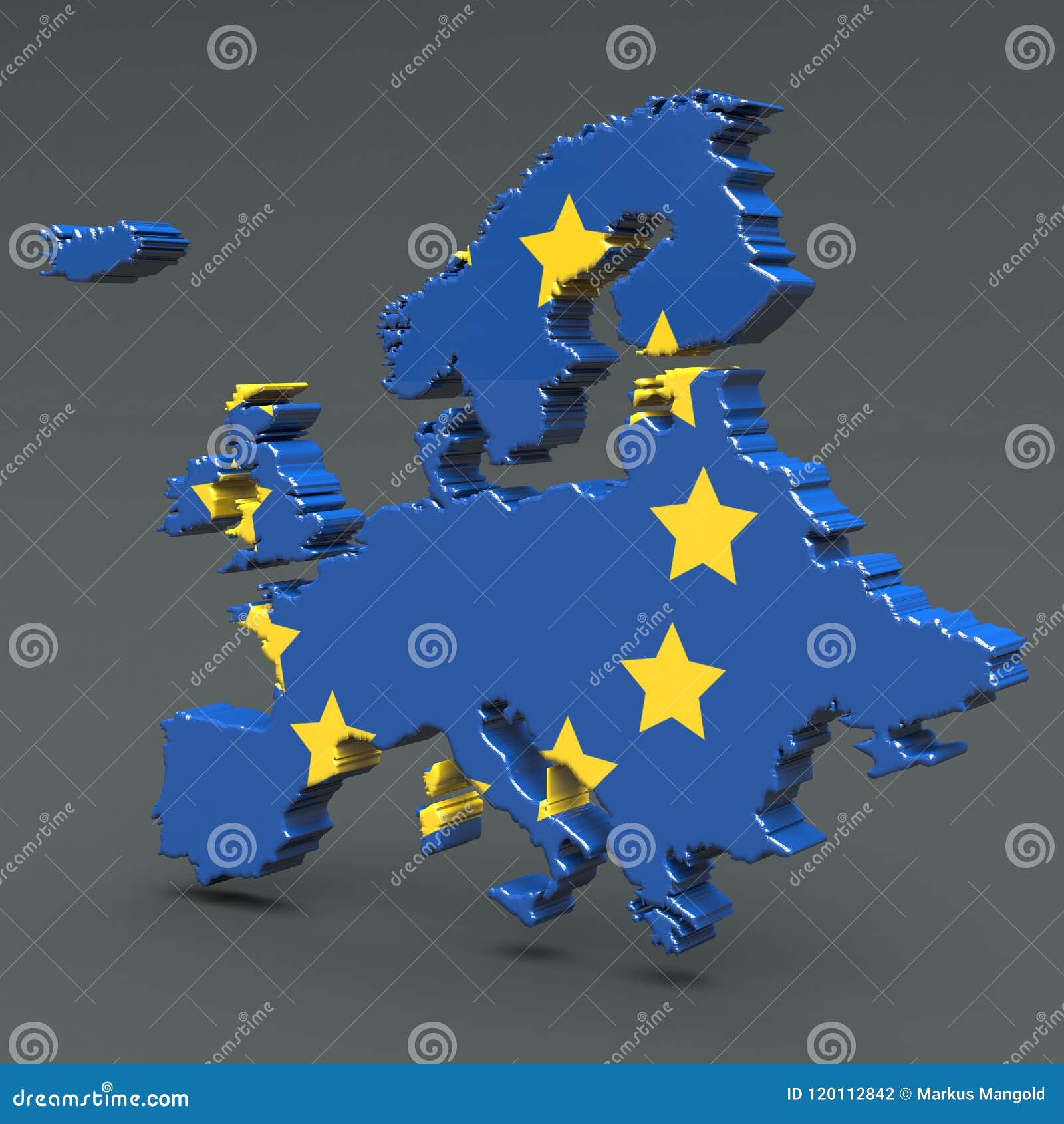 Europe 3D Map Isolated on Dark Background Stock Illustration ...