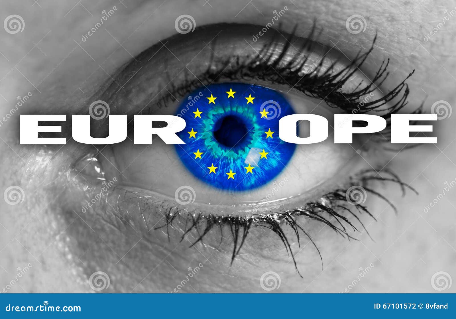 Europe Eye Looks through Flag Concept Stock Photo - Image of views ...