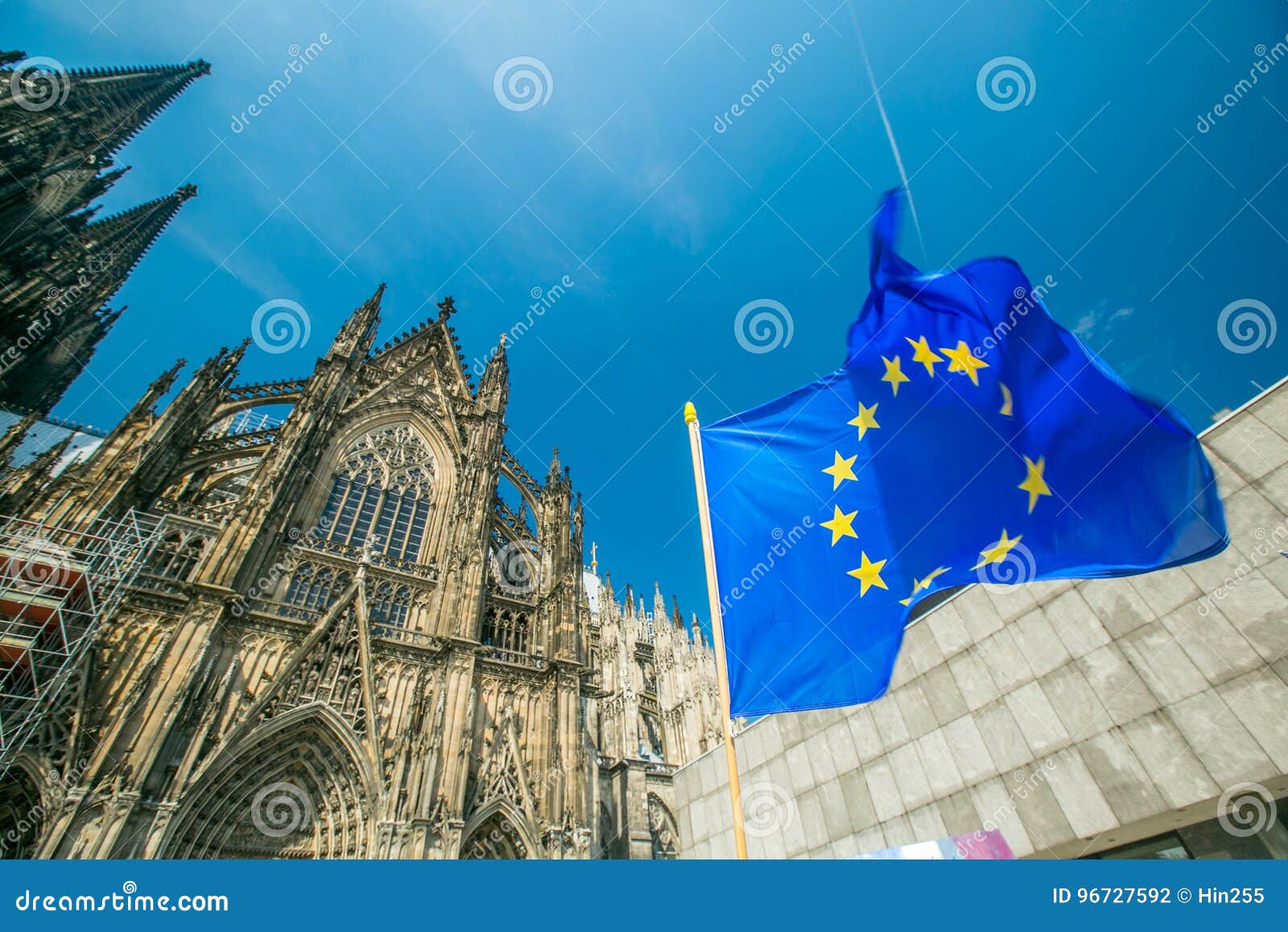 Europe Flag in Front of Cologne Stock Photo - Image of national, white ...