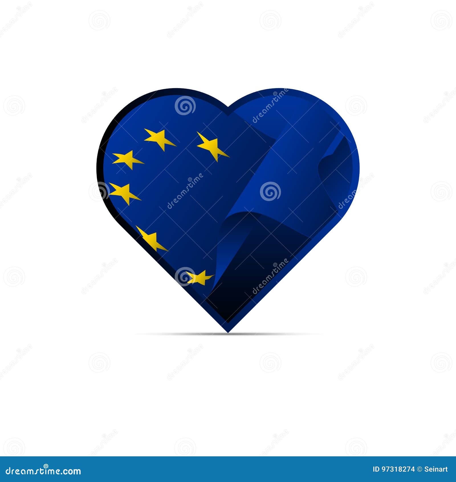 Europe Flag in Heart. Sign. Vector. Stock Illustration - Illustration ...